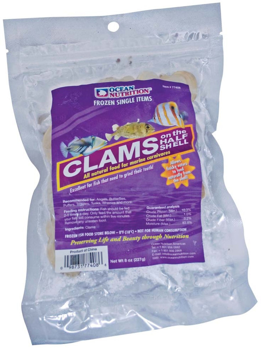 Ocean Nutrition Clams on the Half Shell Frozen Fish Food 1ea/8 oz ...